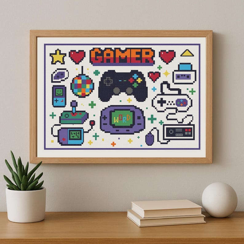 Gaming Cross Stitch Pattern | Retro 90's Gamer Vibes | Modern ...