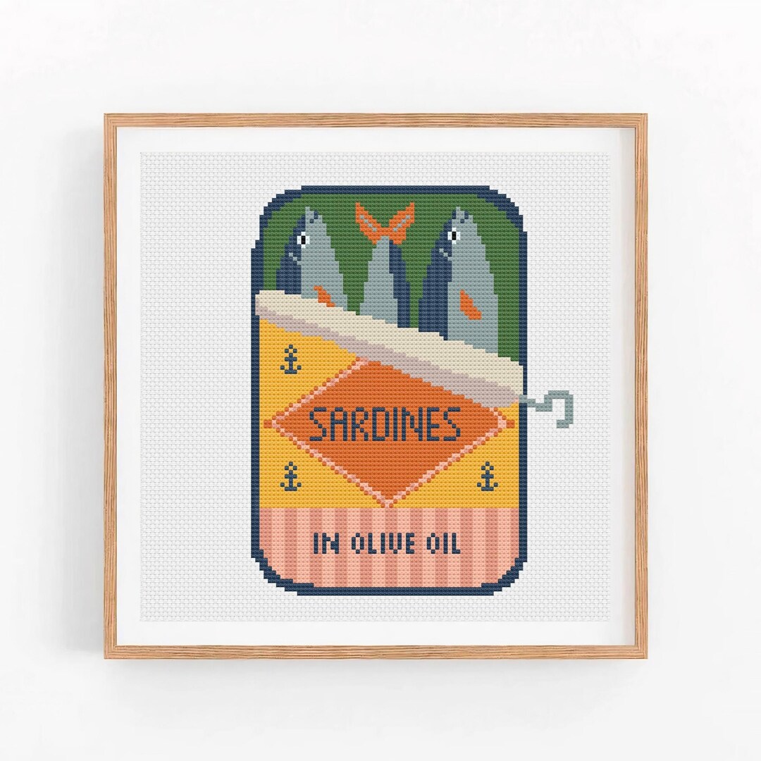 Sardines Can Cross Stitch Pattern | Funny Sardines Cross Stitch ...