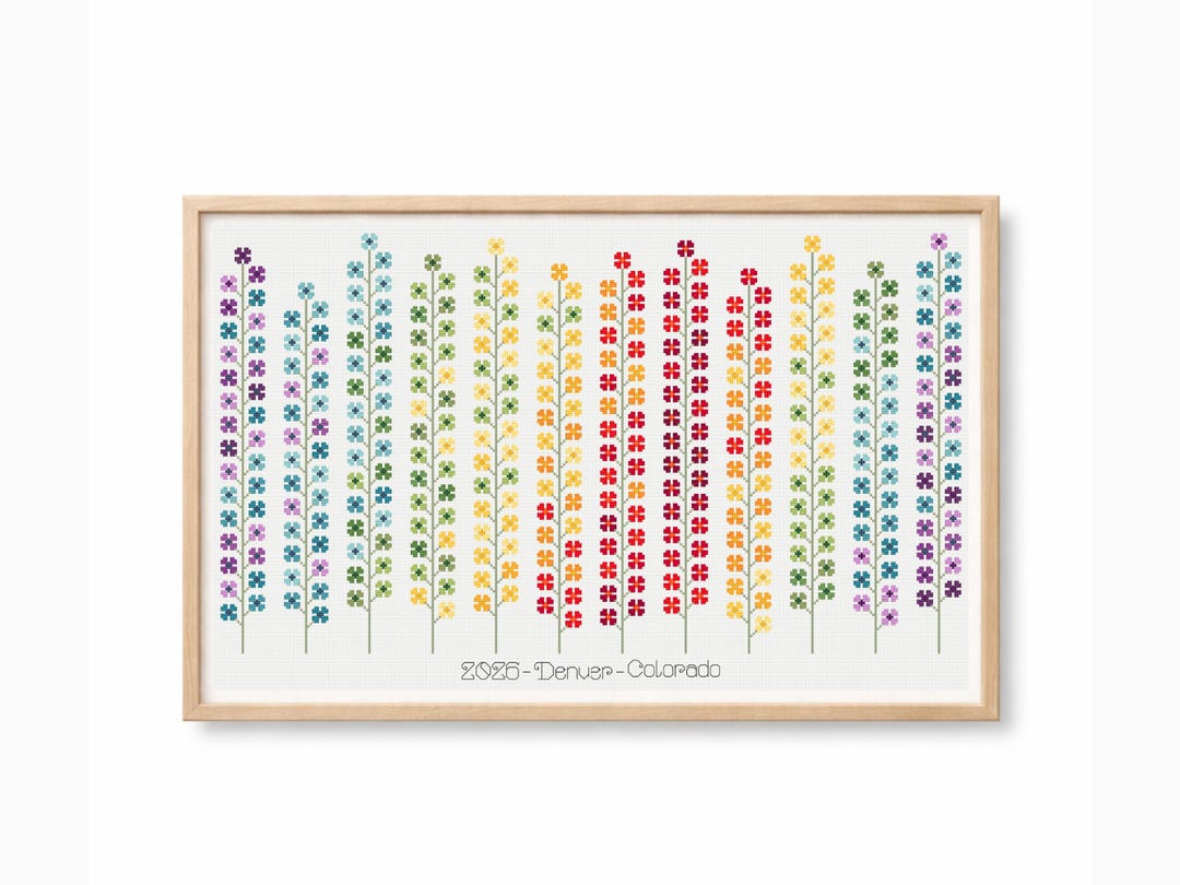 Temperature Cross Stitch Pattern, Floral Weather Chart Embroidery ...