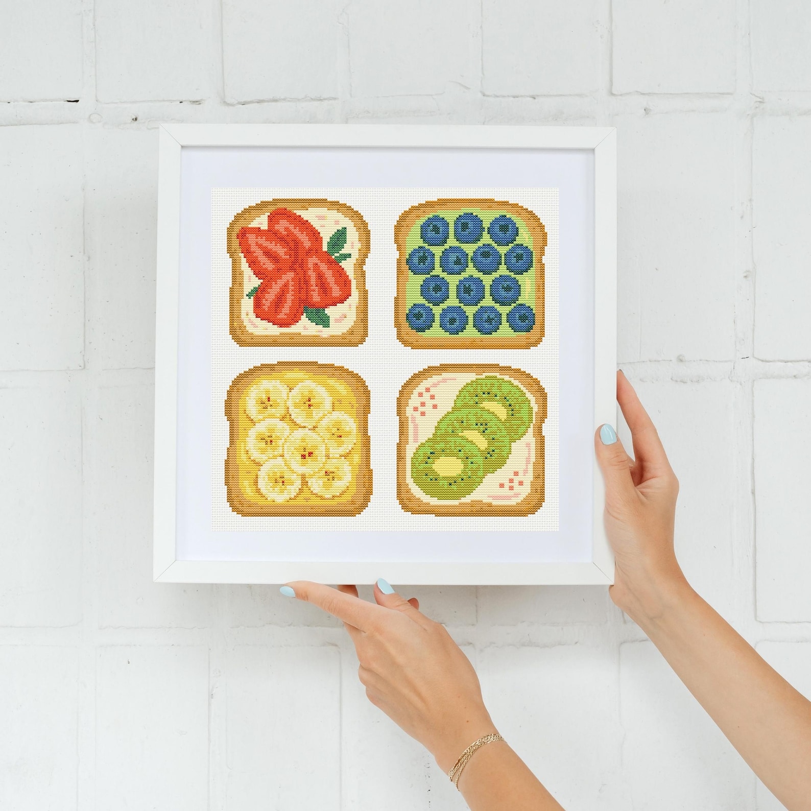 Toast Cross Stitch Pattern, Breakfast Cross Stitch, Fruit Toast, Cute ...