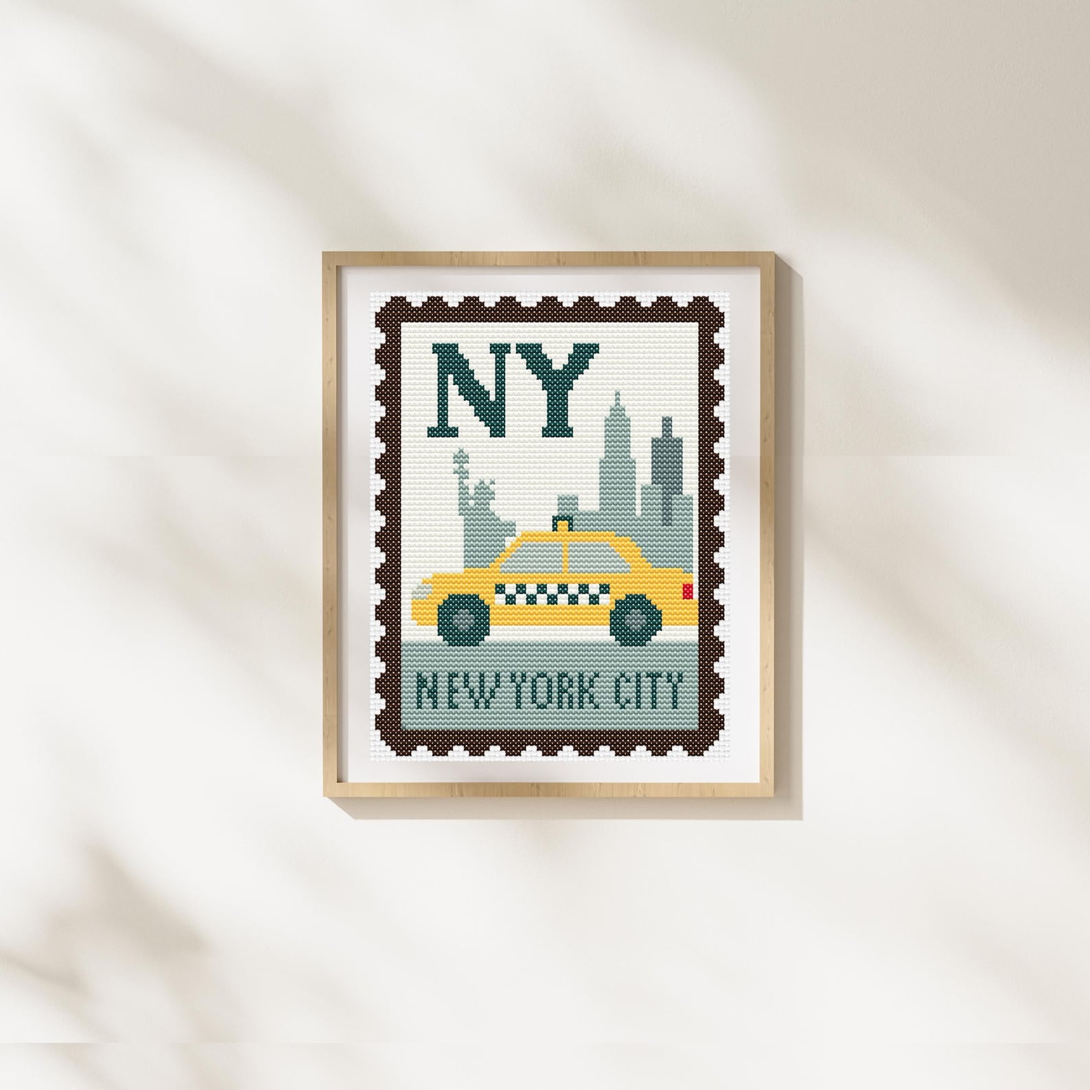 New York City Cross Stitch Pattern, NYC Postage Stamp Xstitch, Big ...