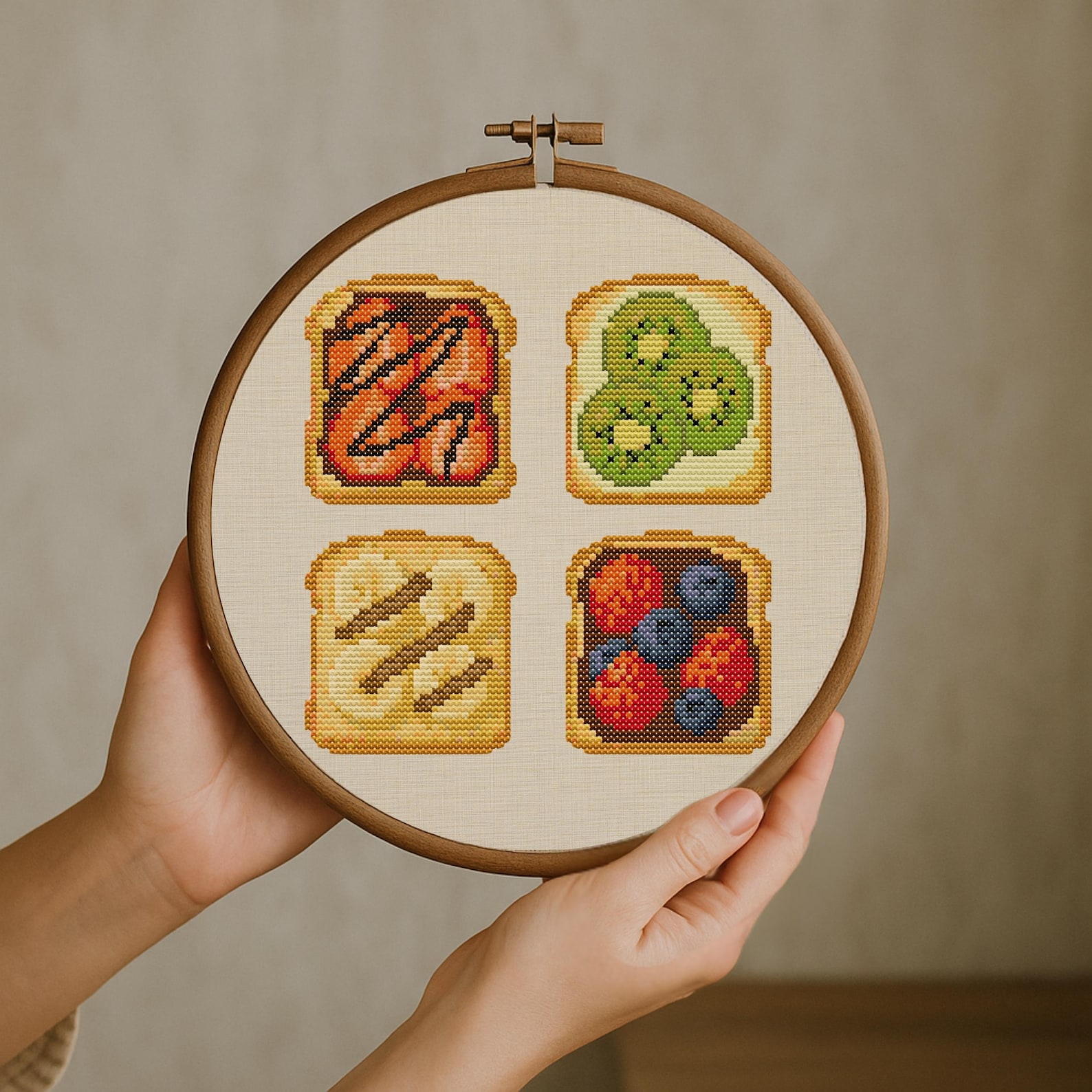 Toast Cross Stitch Pattern, Breakfast Fruit Toast Embroidery, Cute Food ...