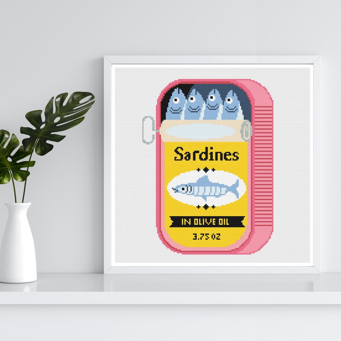 Sardines Can Cross Stitch Pattern | Fish Can Embroidery Design ...