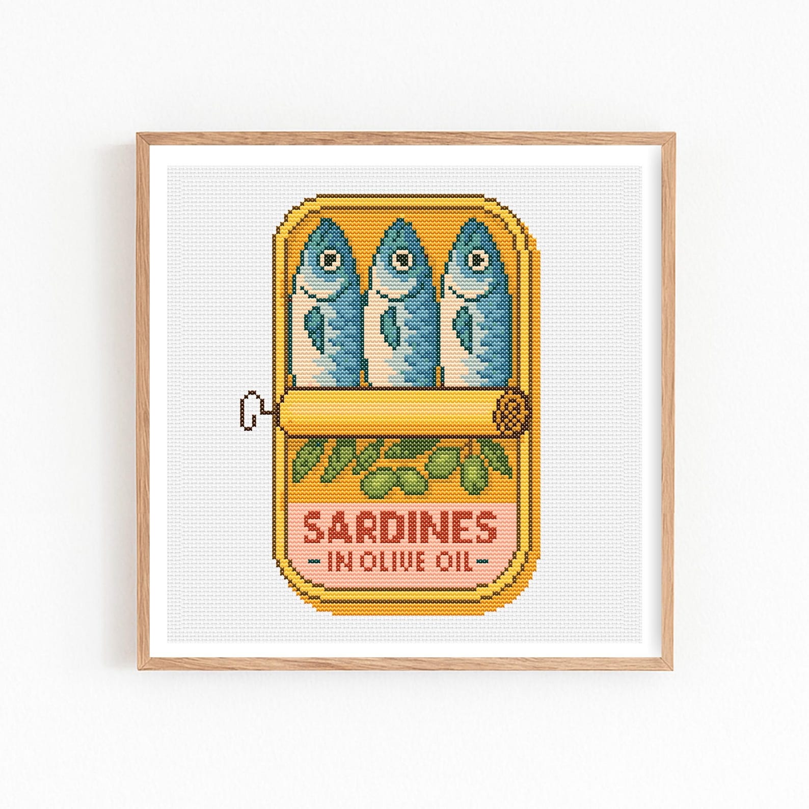 Sardines Can Cross Stitch Pattern, Funny Sardine Food Art, Fish Can ...