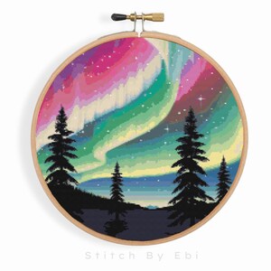 Northern Lights Cross Stitch Pattern: Aurora Borealis Embroidery (PDF ...