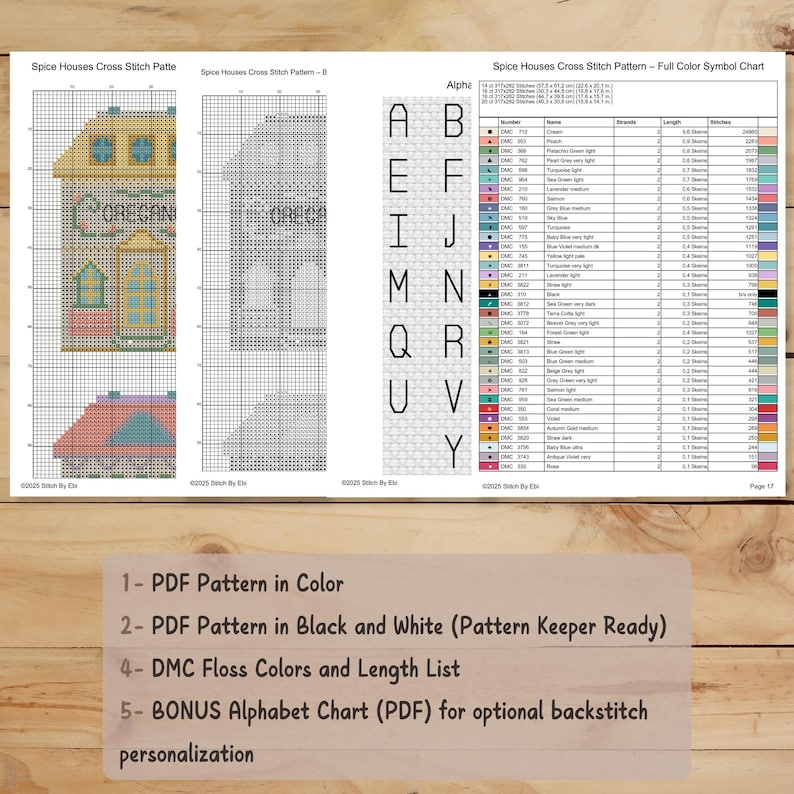 Spice Houses Cross Stitch Pattern PDF, Colorful Spice Village Kitchen ...