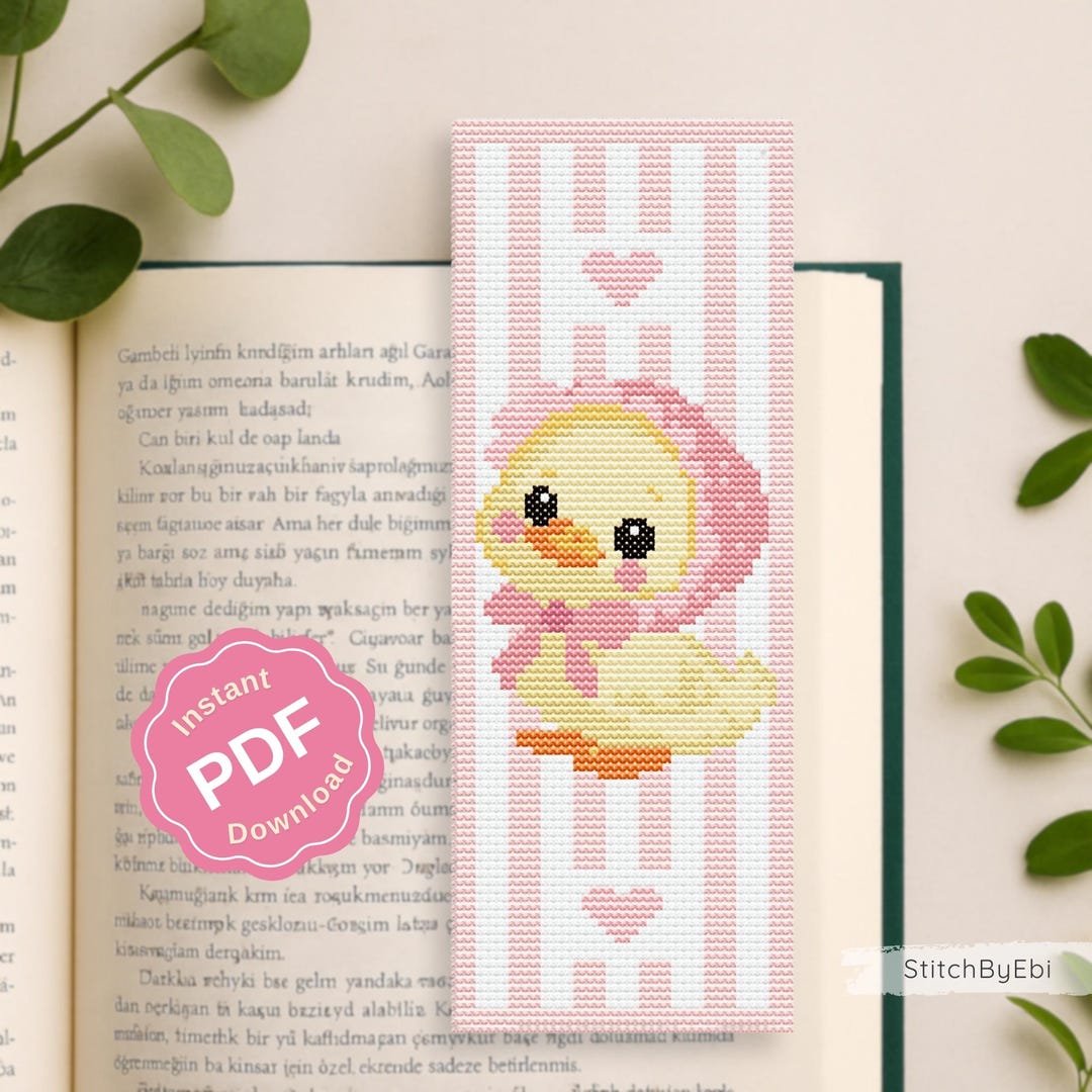 Baby Duck Cross Stitch Bookmark Pattern PDF, Duckling Goose Embroidery ...