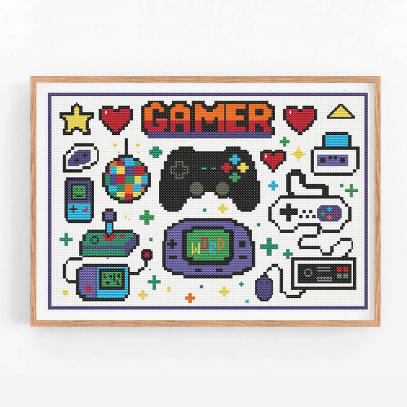 Gaming Cross Stitch Pattern | Retro 90's Gamer Vibes | Modern ...