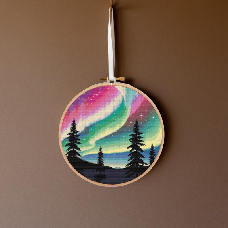 Northern Lights Cross Stitch Pattern: Aurora Borealis Embroidery (PDF ...
