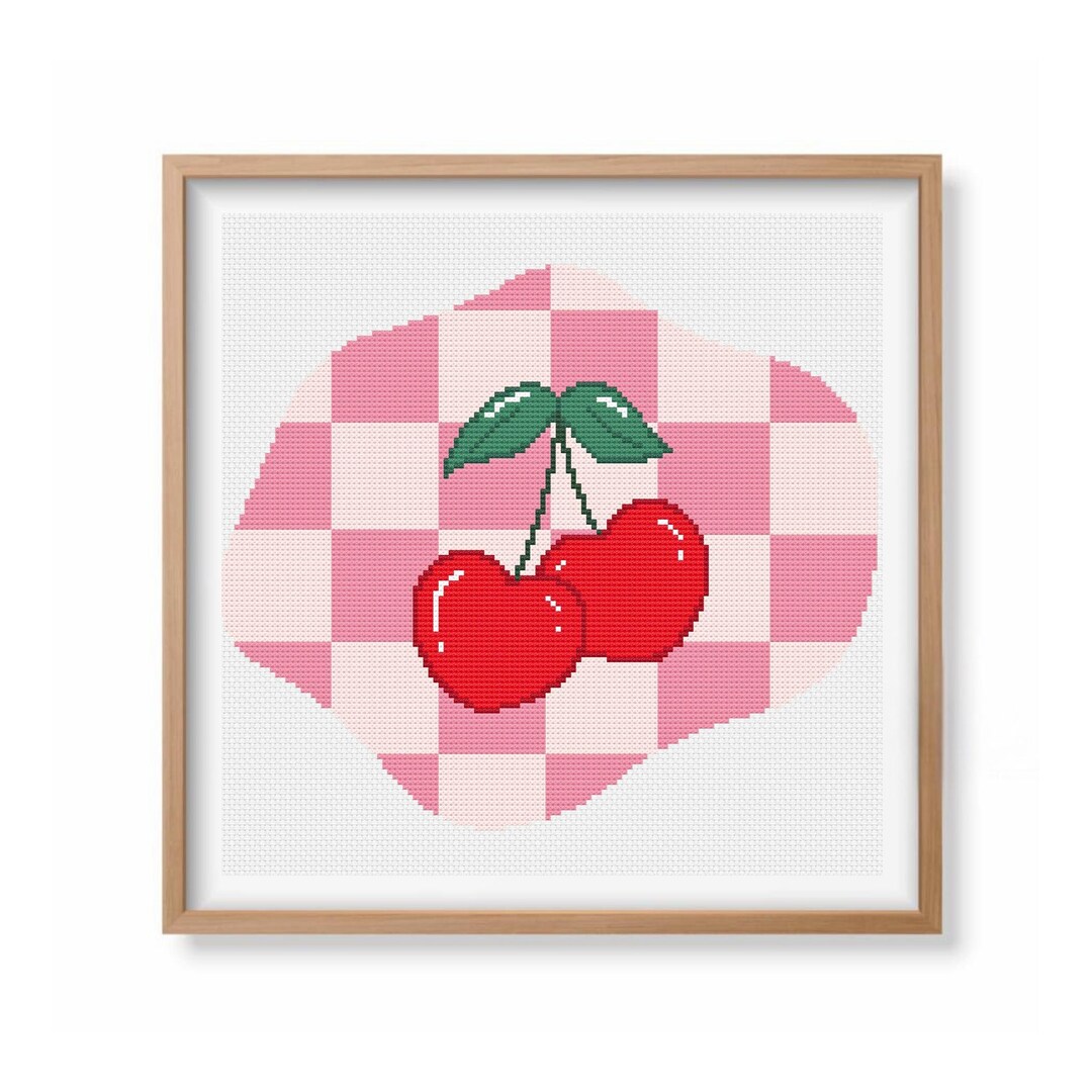 Cherry Cross Stitch Pattern | Cute Fruit Embroidery | Modern Cross ...
