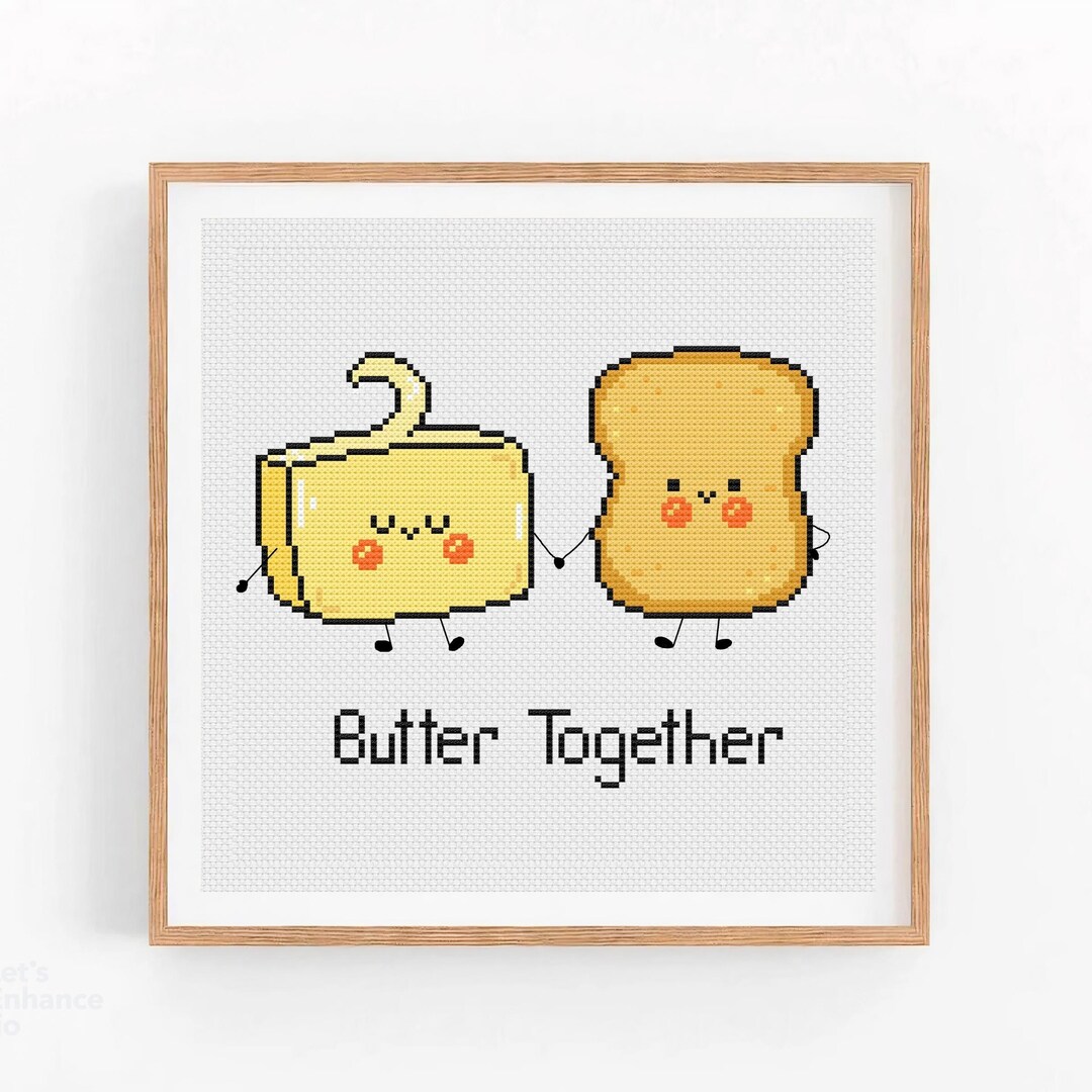 Butter Together Cross Stitch Pattern | Cute Breakfast Cross Stitch ...