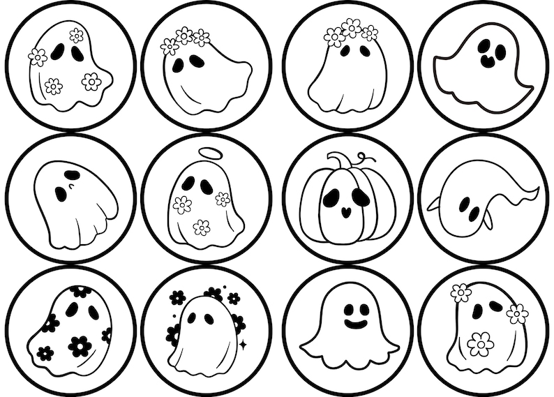 Ghosts Punch Needle Pattern, Spooky Cute Coaster Bundle Template, Witch ...
