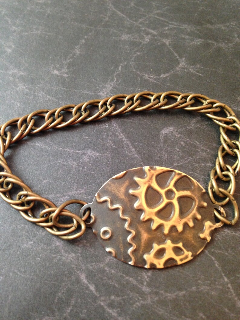 Embossed Gears on Brass Steampunk Bracelet - Etsy