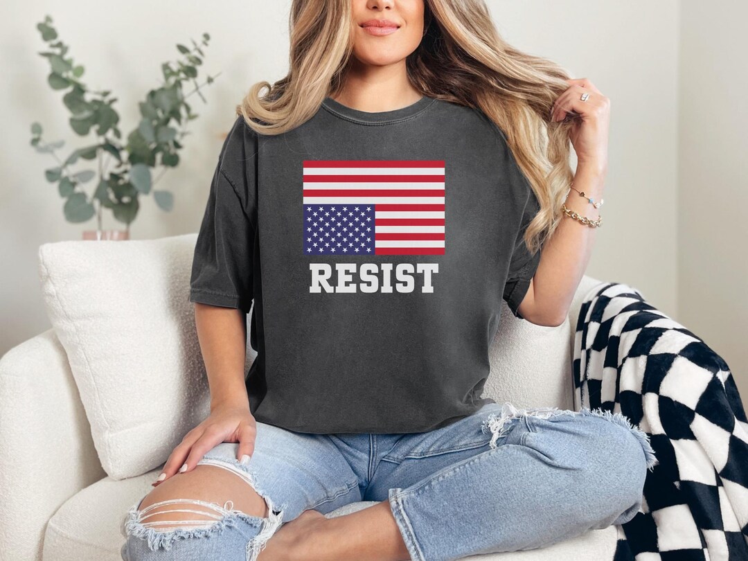 Upside Down American Flag Resist Unisex Protester T-shirt, Distress ...