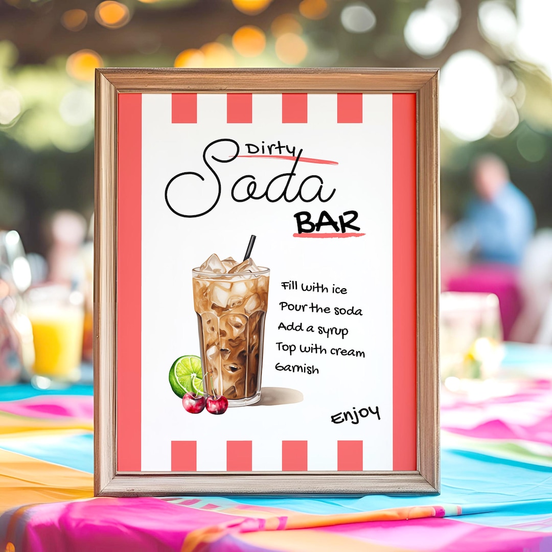 Dirty Soda Bar Sign | Editable Wedding, Graduation Party Bar Menu ...