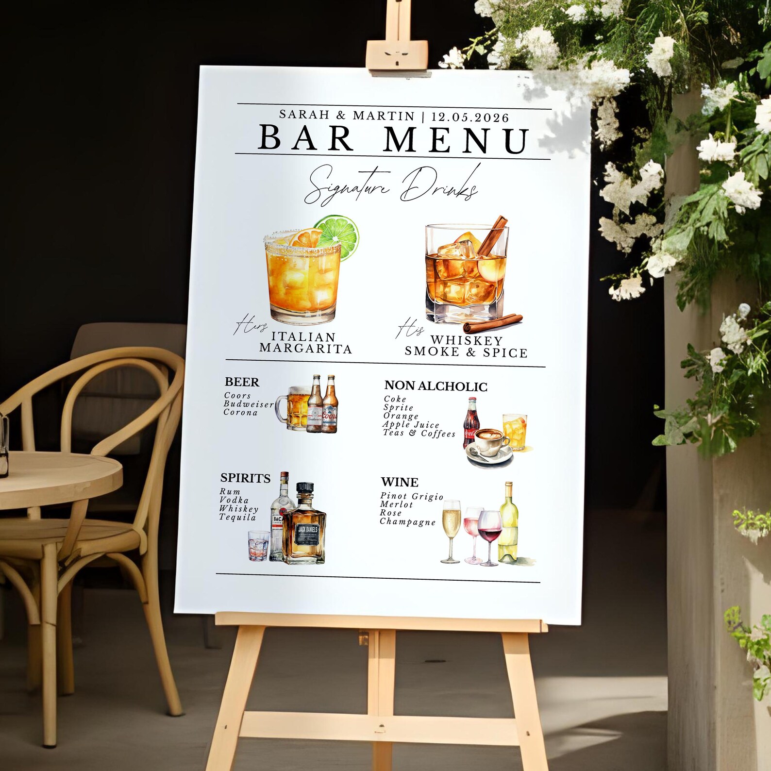 Modern Signature Drinks Bar Menu | Editable Wedding and Party Bar Menu ...