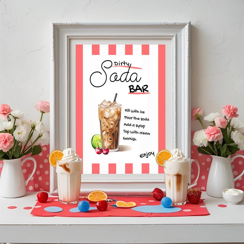 Dirty Soda Bar Sign | Editable Wedding, Graduation Party Bar Menu ...