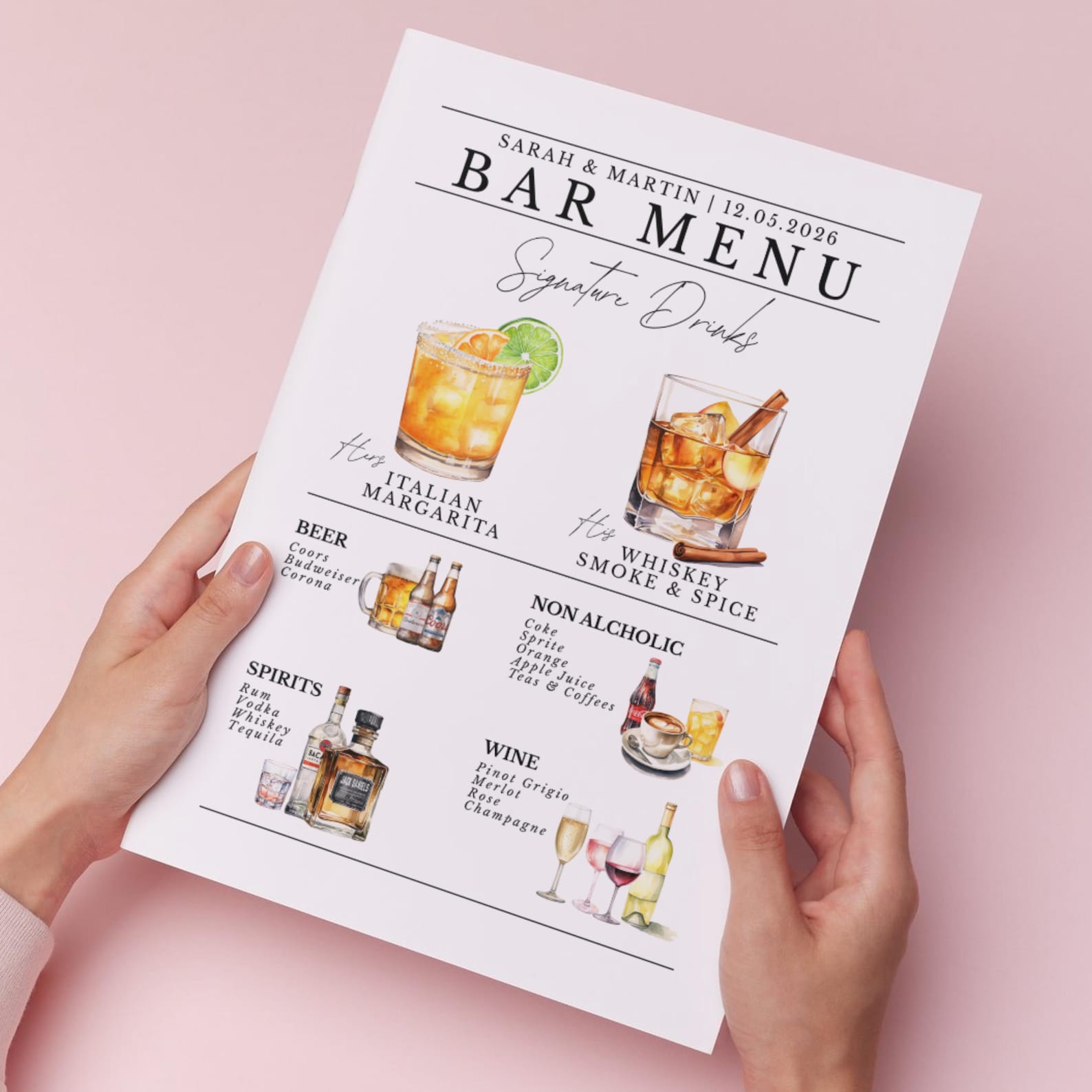 Modern Signature Drinks Bar Menu | Editable Wedding and Party Bar Menu ...