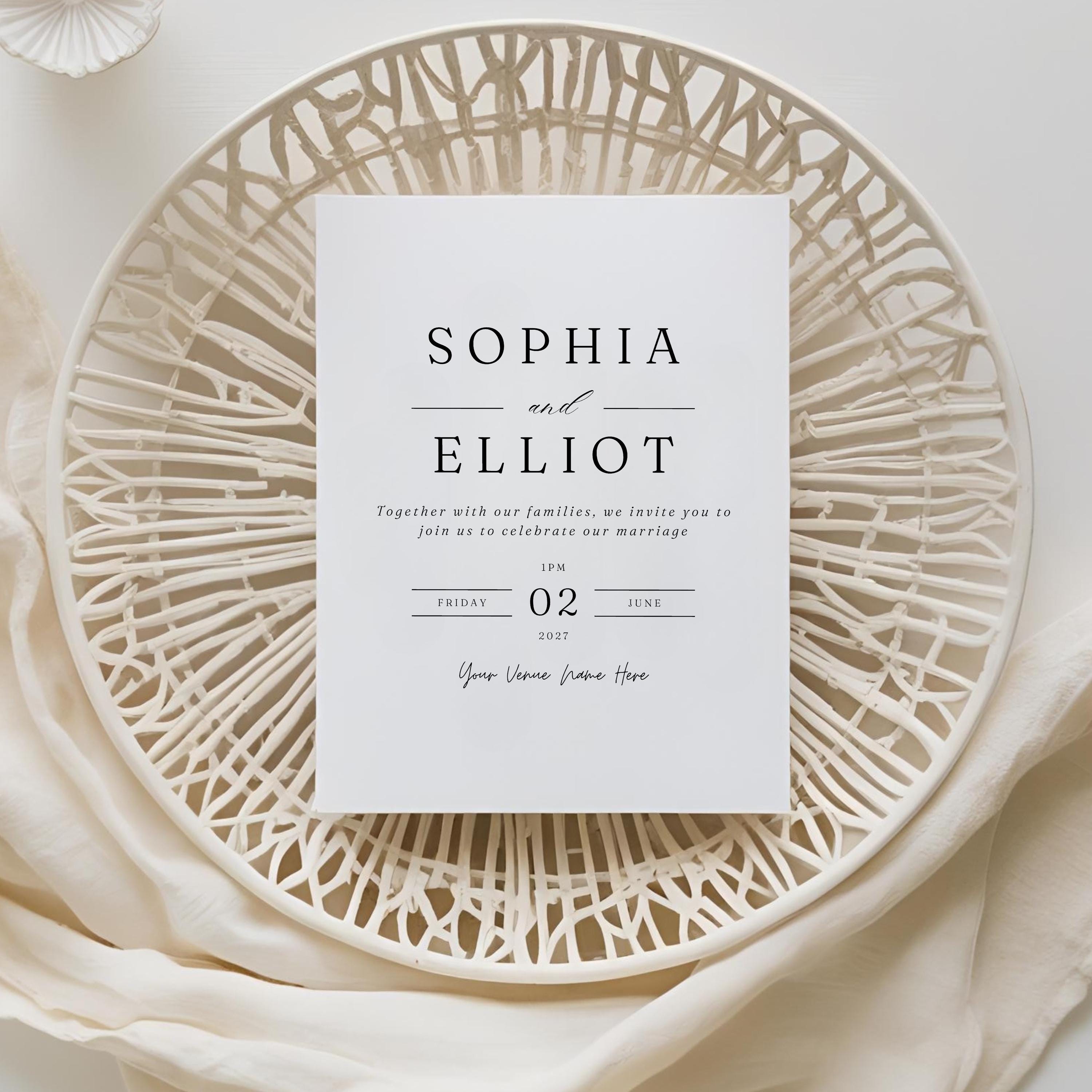 Simplistic Wedding Invitation Bundle | Minimalist Invite | Canva ...