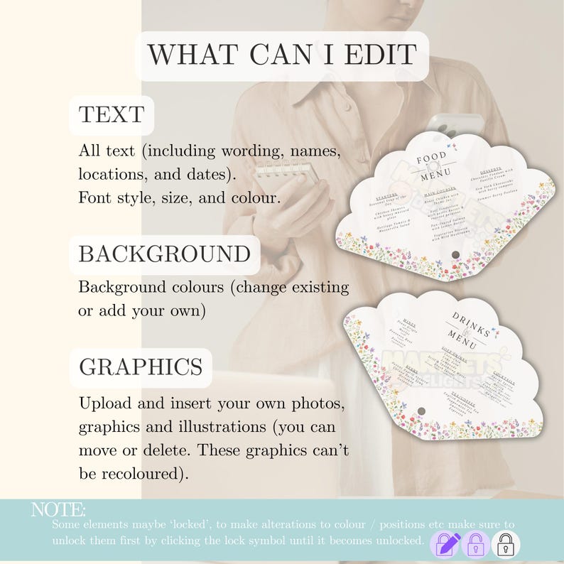 Wildflower Wedding Menu Fan Template | Download Edit in Canva | Garden ...