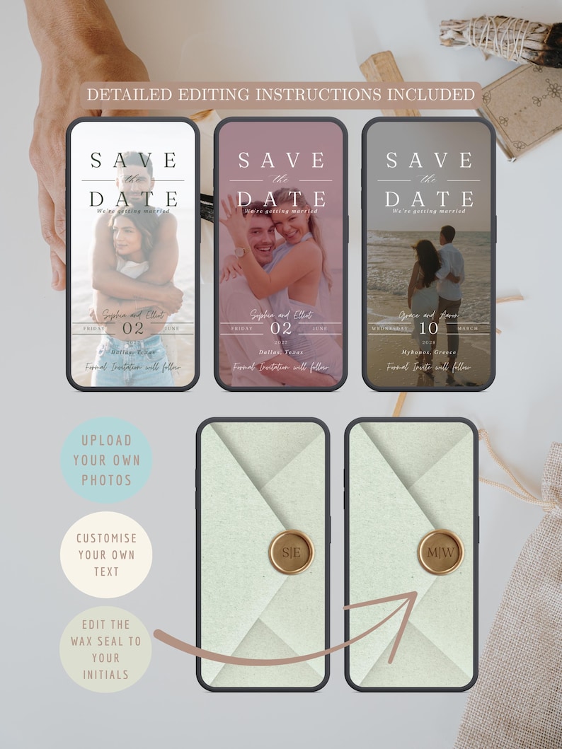 Save the Date Video Invitation, Sage Green Animated, Wedding Date, DIY ...