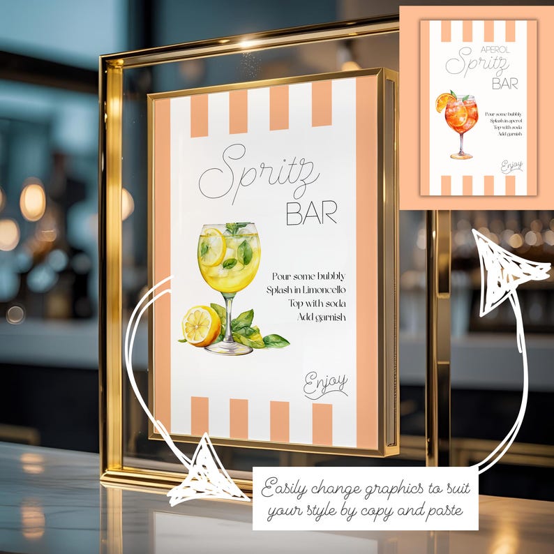 Aperol Spritz Bar Sign | Editable Wedding and Party Bar Menu | Canva ...