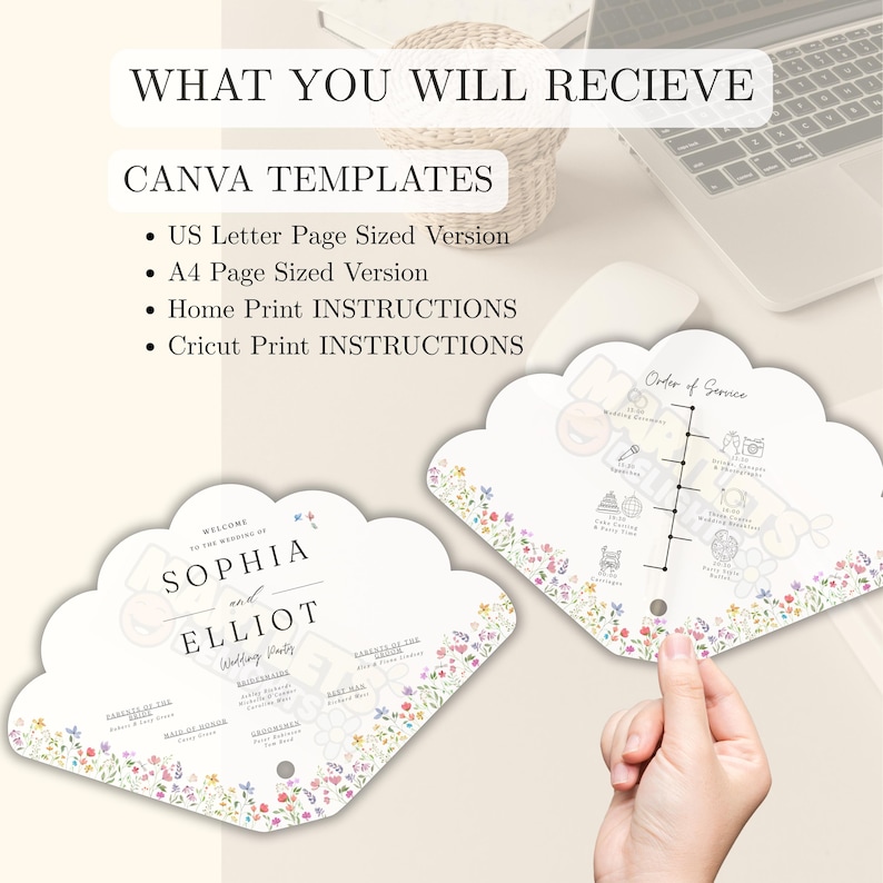 Wedding Program Fan Template | Download Edit in Canva | Garden Party ...