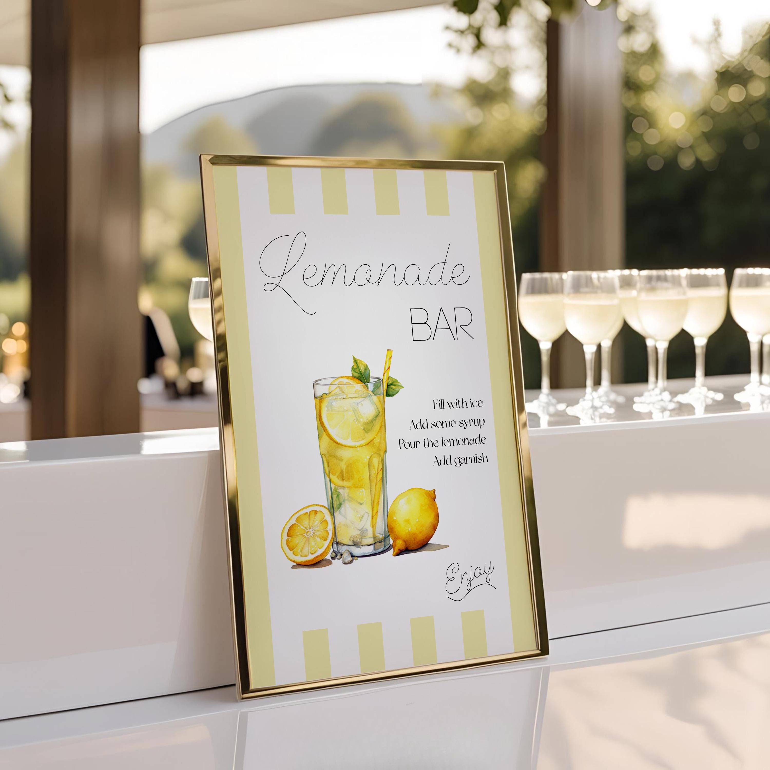 Lemonade Bar Sign | Editable Wedding and Party Bar Menu | Canva Drinks ...