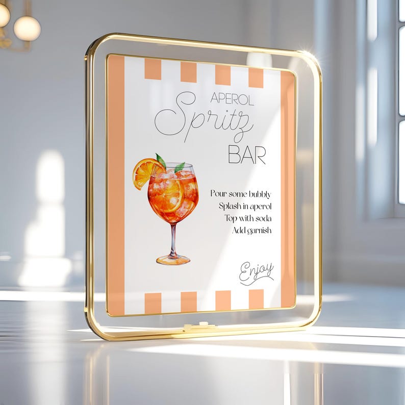 Aperol Spritz Bar Sign | Editable Wedding and Party Bar Menu | Canva ...