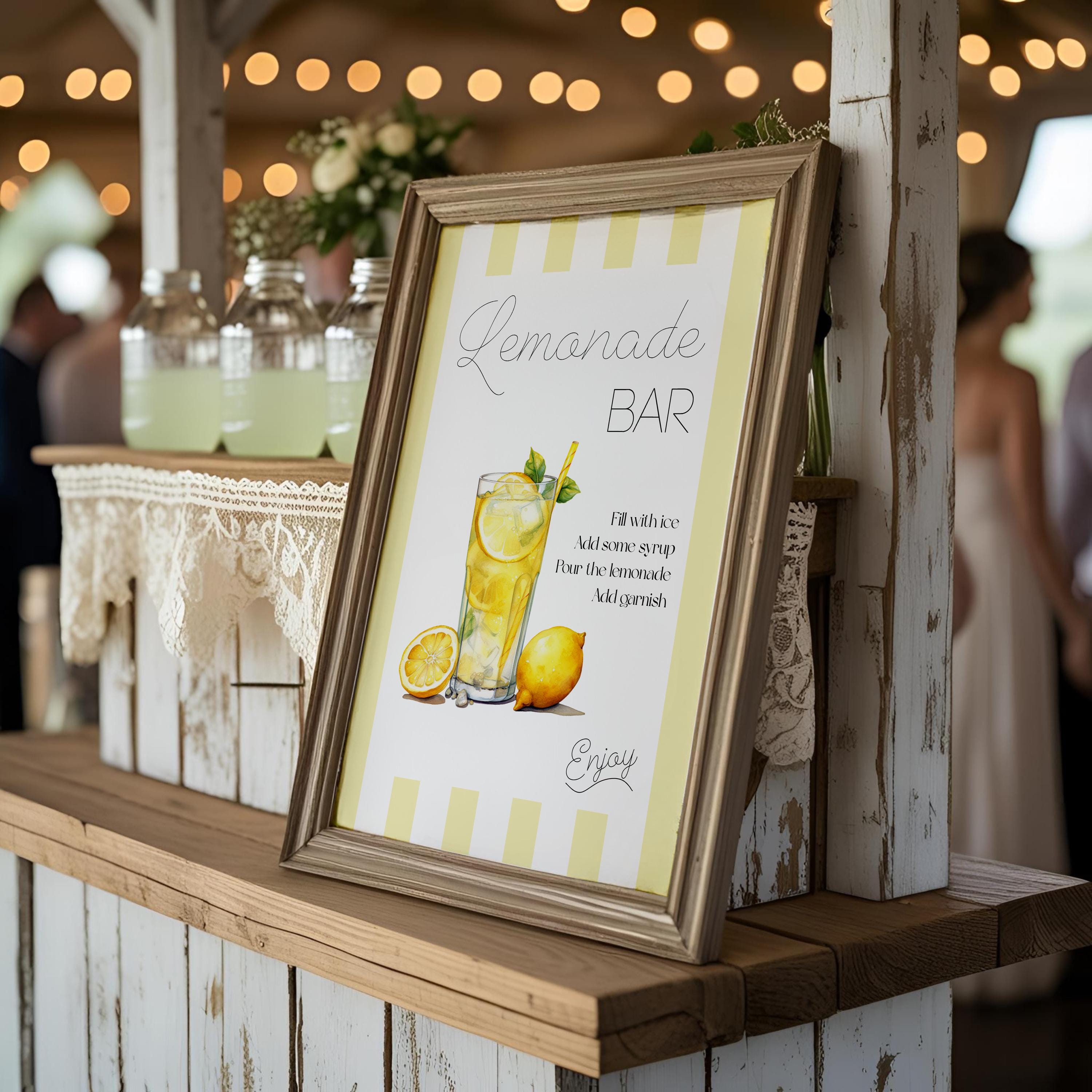Lemonade Bar Sign | Editable Wedding and Party Bar Menu | Canva Drinks ...