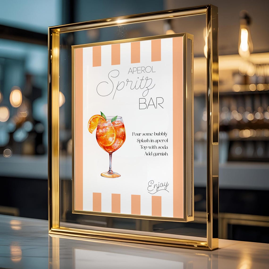Aperol Spritz Bar Sign | Editable Wedding and Party Bar Menu | Canva ...