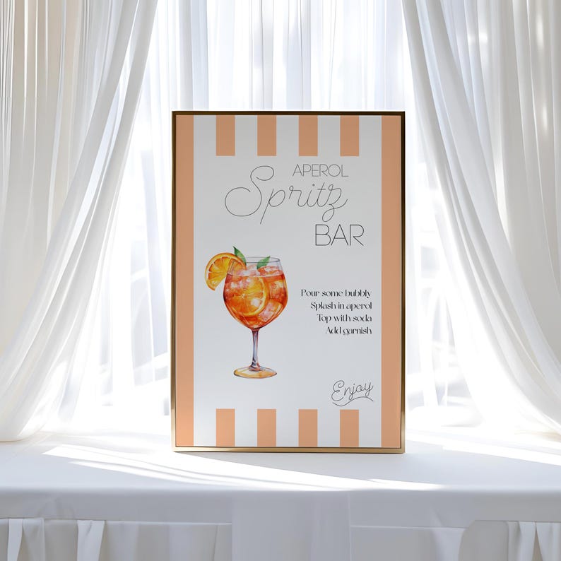 Aperol Spritz Bar Sign | Editable Wedding and Party Bar Menu | Canva ...