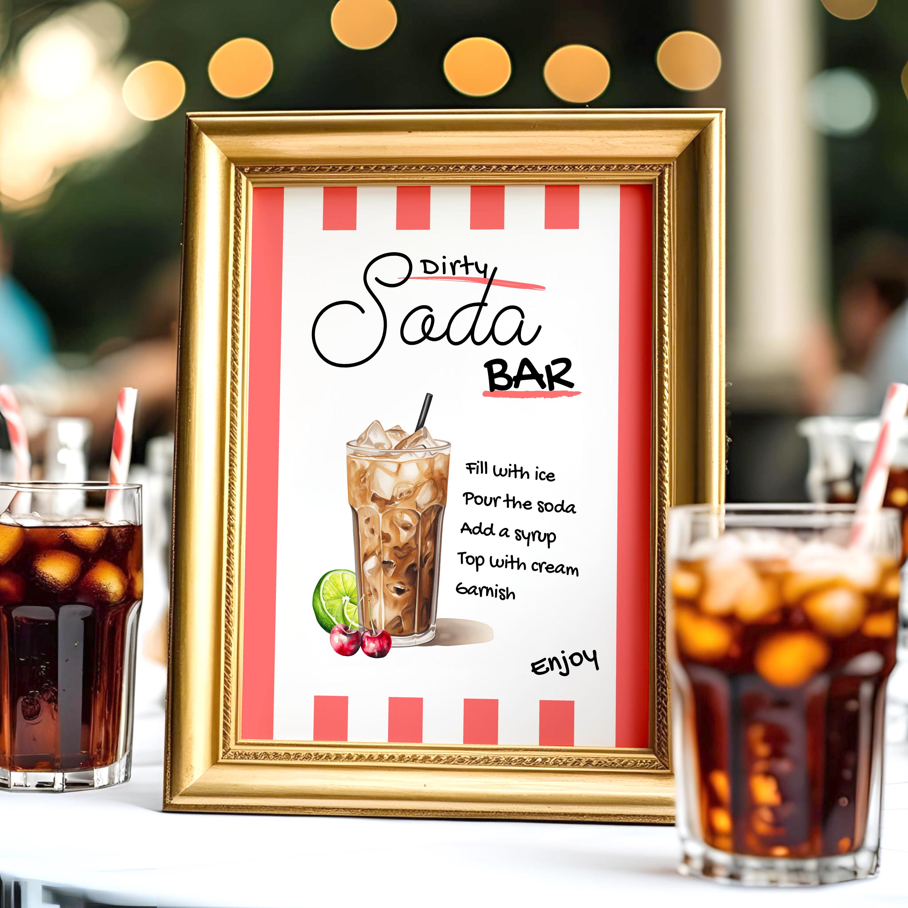 Dirty Soda Bar Sign | Editable Wedding, Graduation Party Bar Menu ...