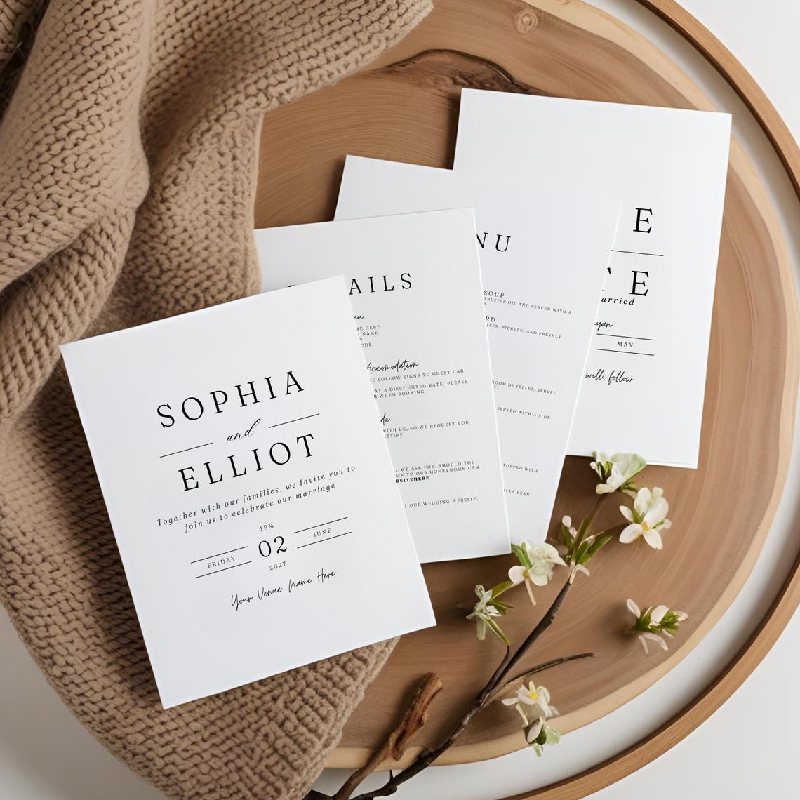 Simplistic Wedding Invitation Bundle | Minimalist Invite | Canva ...