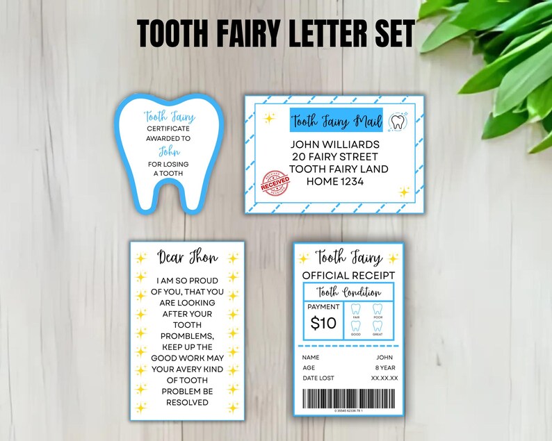 Canva, Printable Mini Tooth Fairy Set Pink With Envelope, Receipt and ...