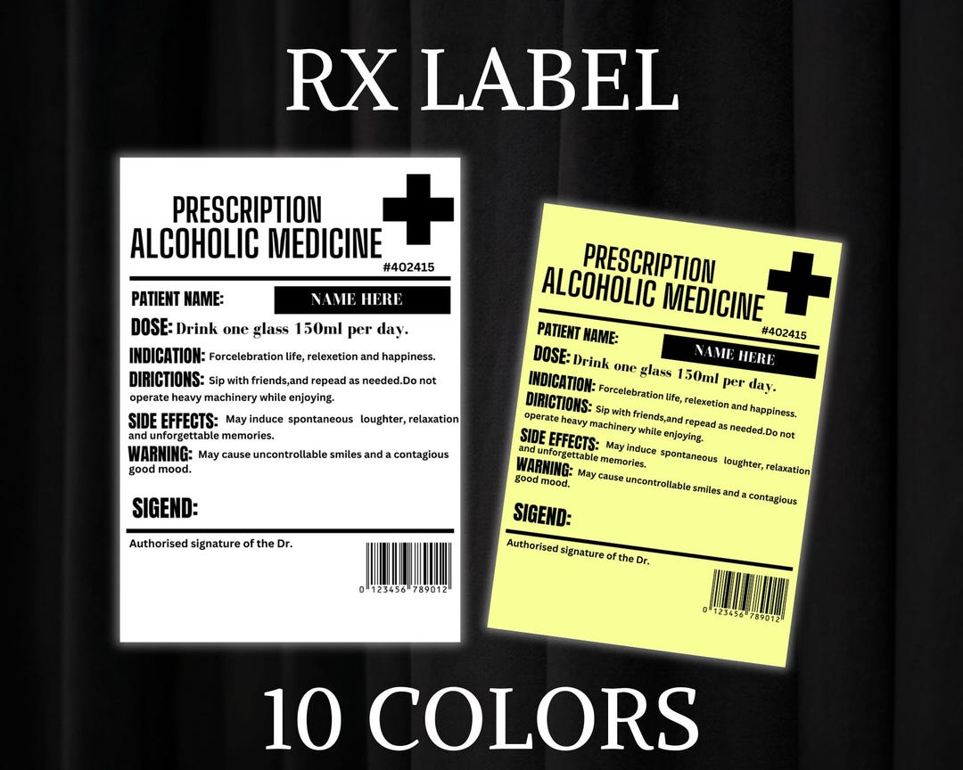 Prescription Label Template | Editable RX Bottle Label Template | Party ...