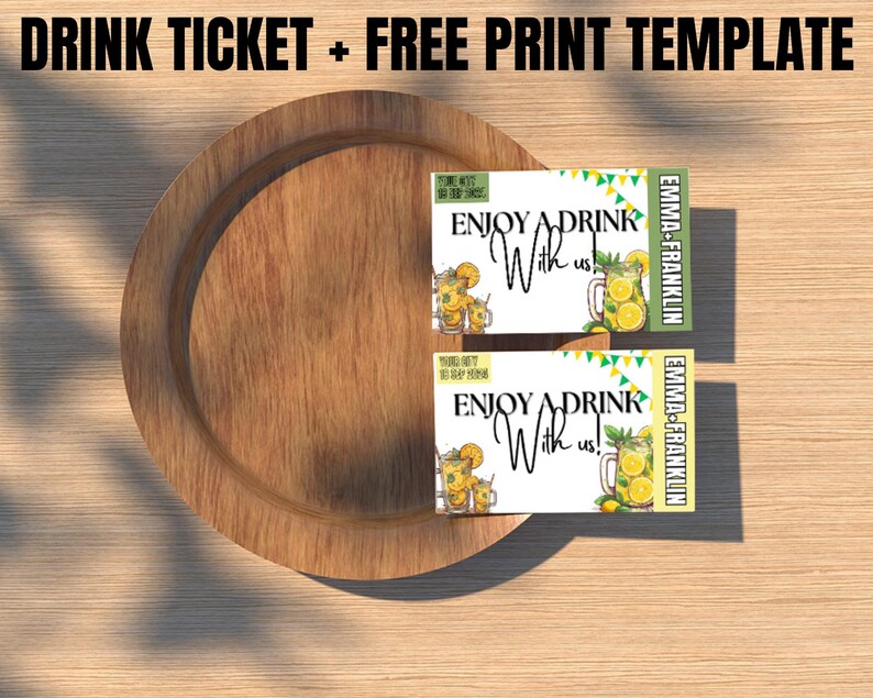 Minimal Wedding Drink Ticket Template Modern Wedding Drink Voucher ...