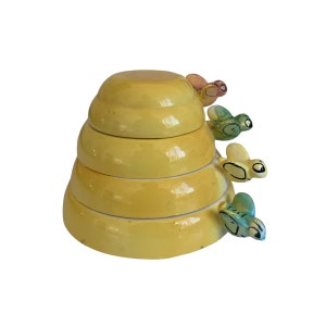 Vintage Yellow Menschik Goldman Bees Beehive Stacking - Etsy