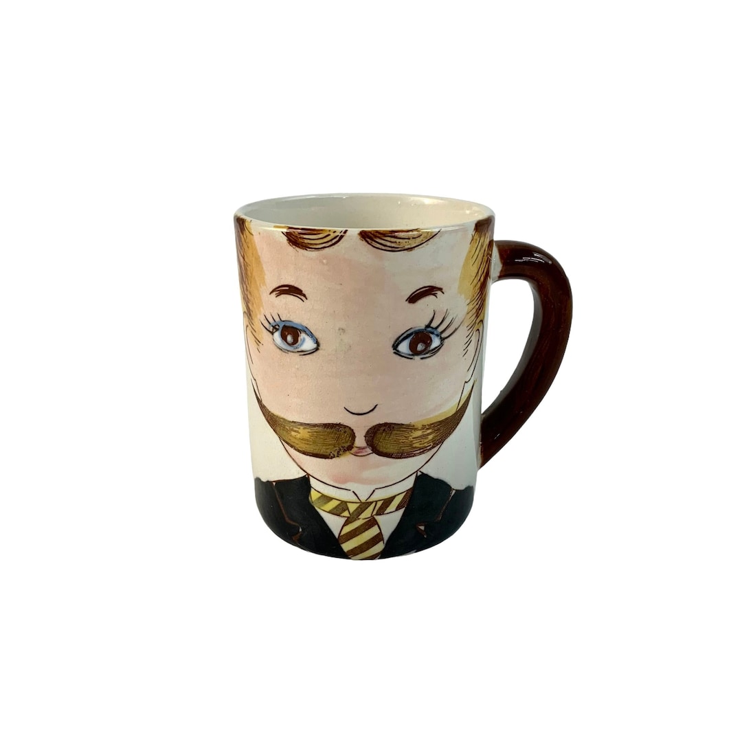 Vintage Hand Painted Japan Moustache Man Ceramic Mug - Etsy