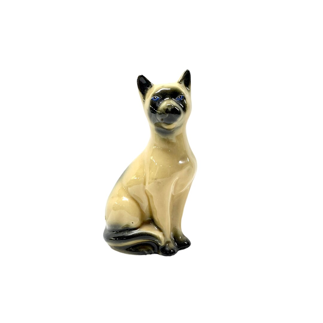 Cat Figurine Ceramic Siamese Cat / Brazil Made - Etsy