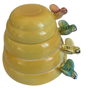 Vintage Yellow Menschik Goldman Bees Beehive Stacking - Etsy