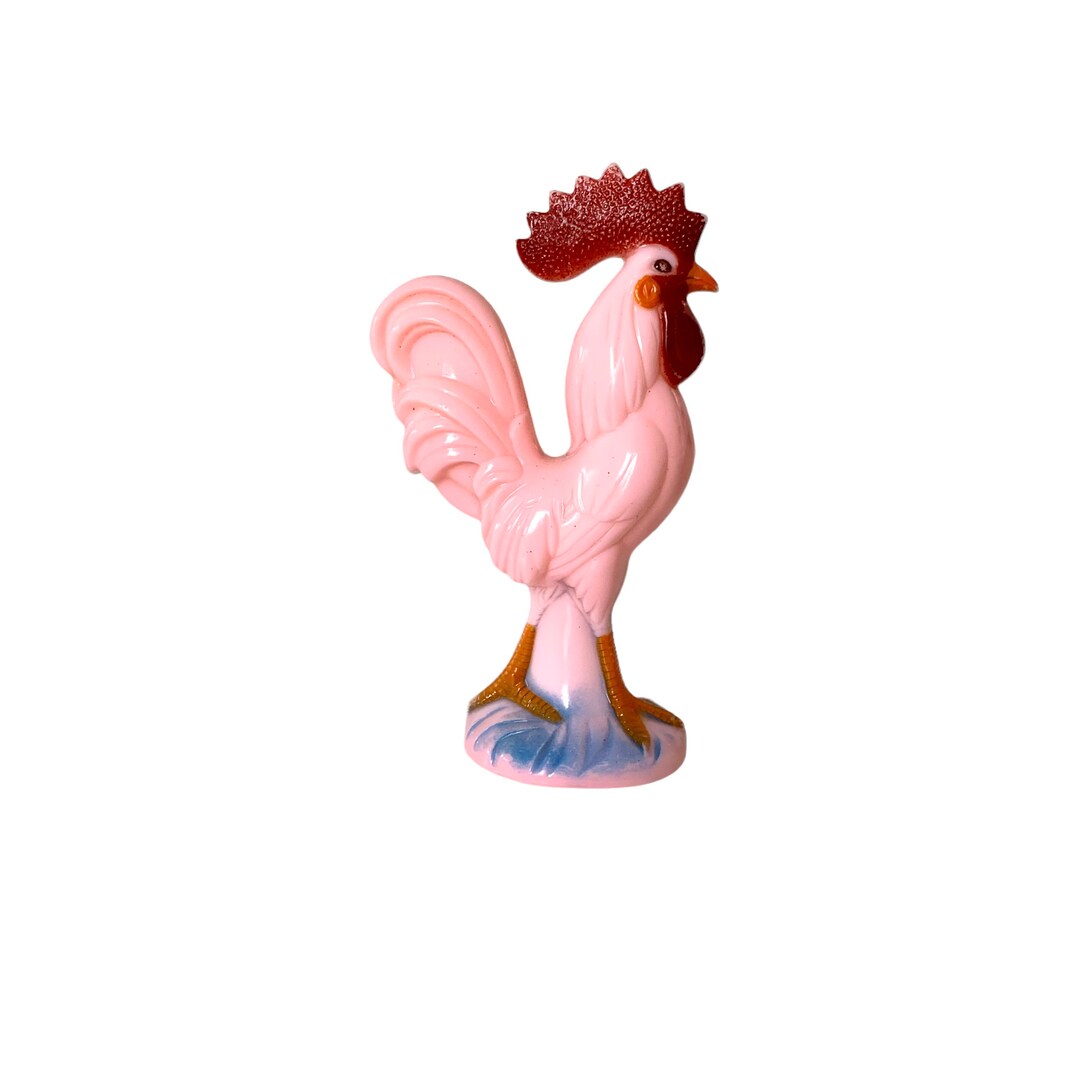 Vintage 50's Knickerbocker Pink Hard Plastic Rooster Rattle Easter - Etsy