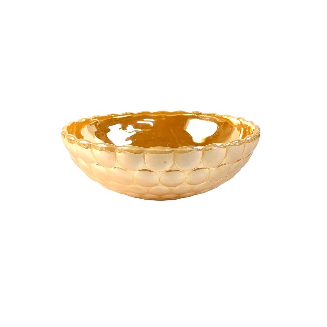 Vintage Peach Lustreware FIRE KING Bubble Bowl by Anchor Hocking, 1950s ...