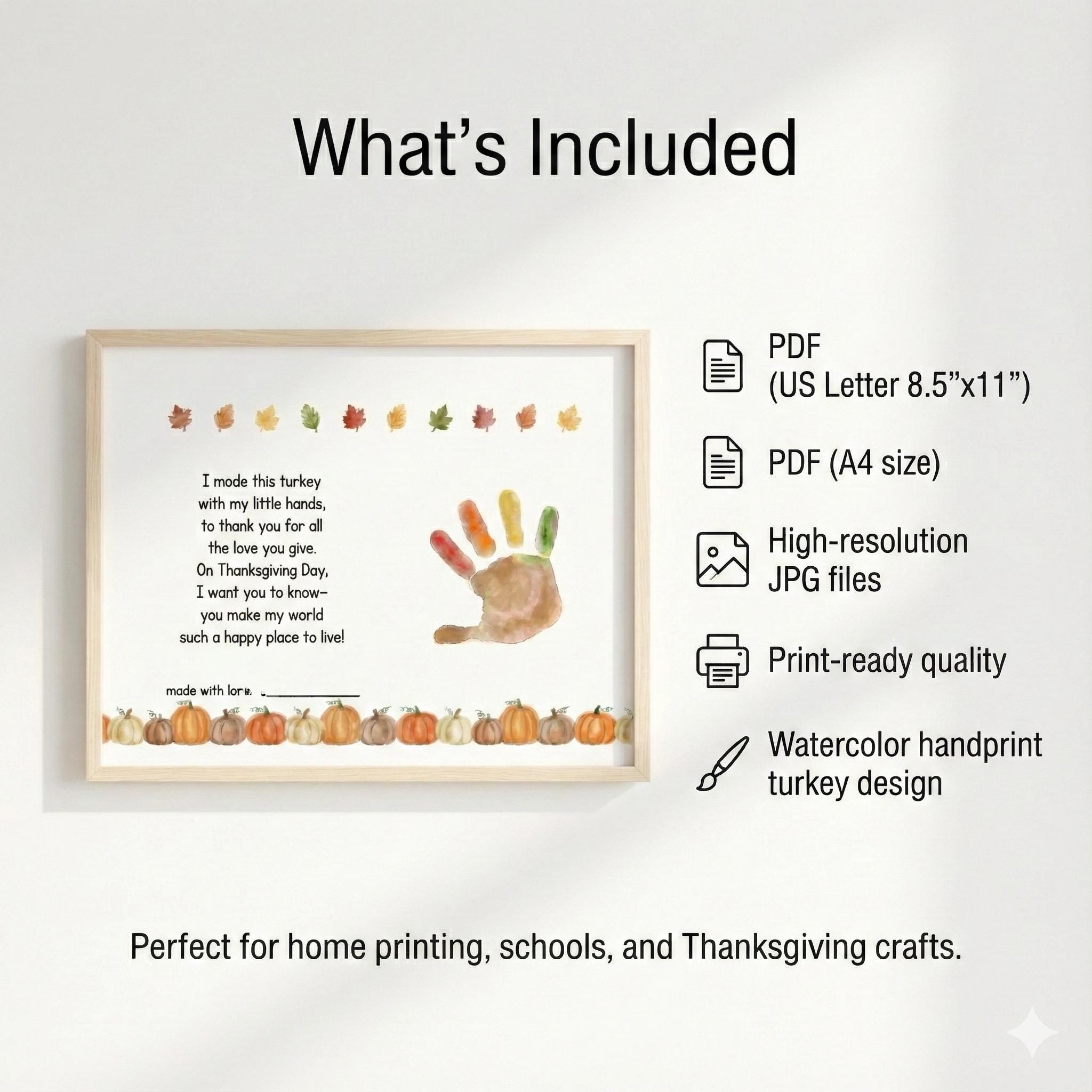Turkey Poem Handprint Craft | Thanksgiving Handprint Art Keepsake ...