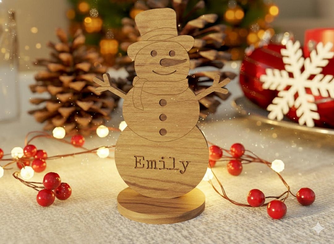 Snowman Name Tag Template | Personalized Christmas Table Decor | CNC ...