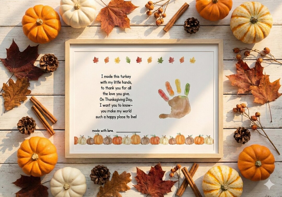Turkey Poem Handprint Craft | Thanksgiving Handprint Art Keepsake ...