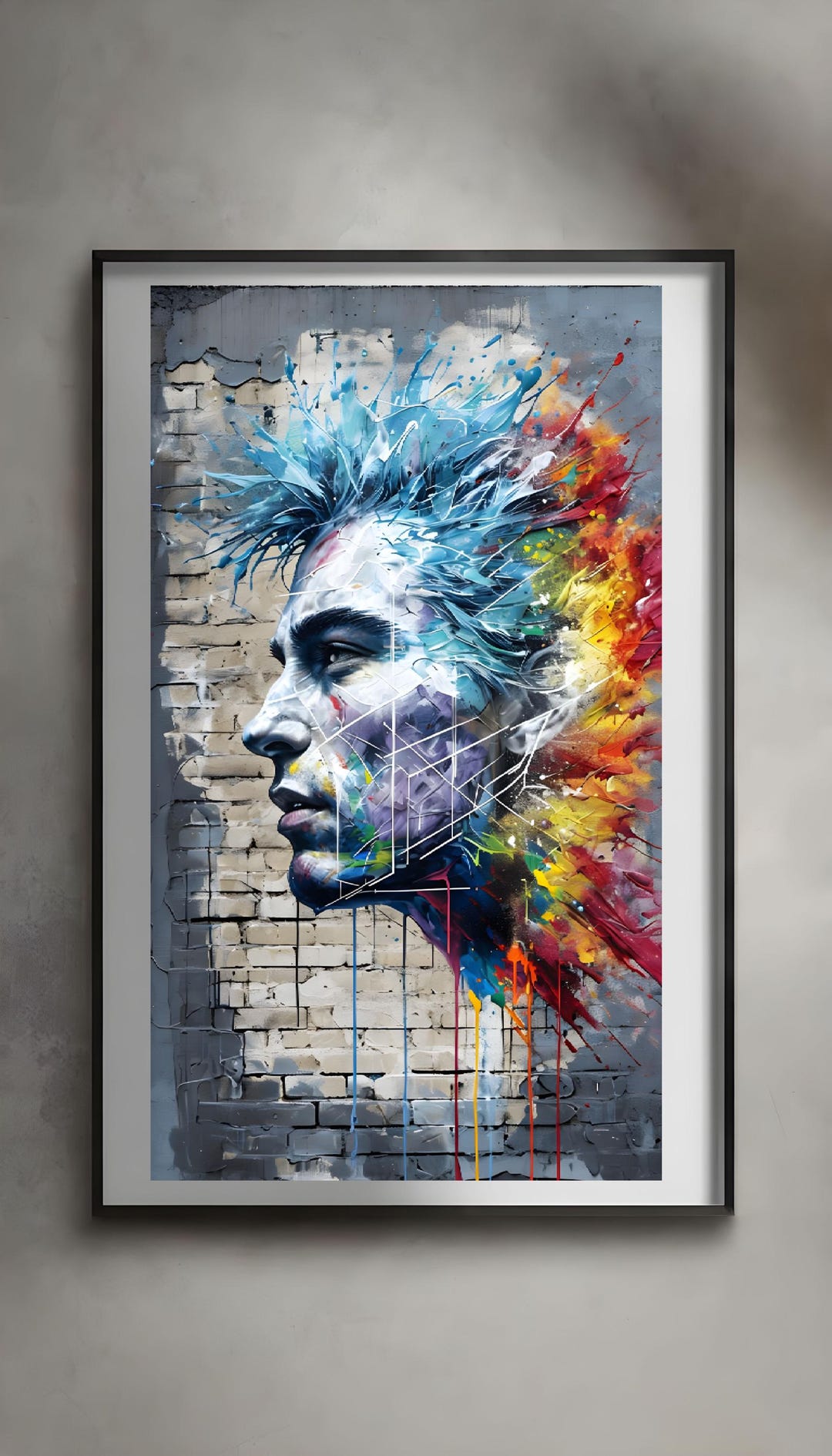 Urban Vision: Abstract Graffiti Portrait on Brick Wall - Etsy