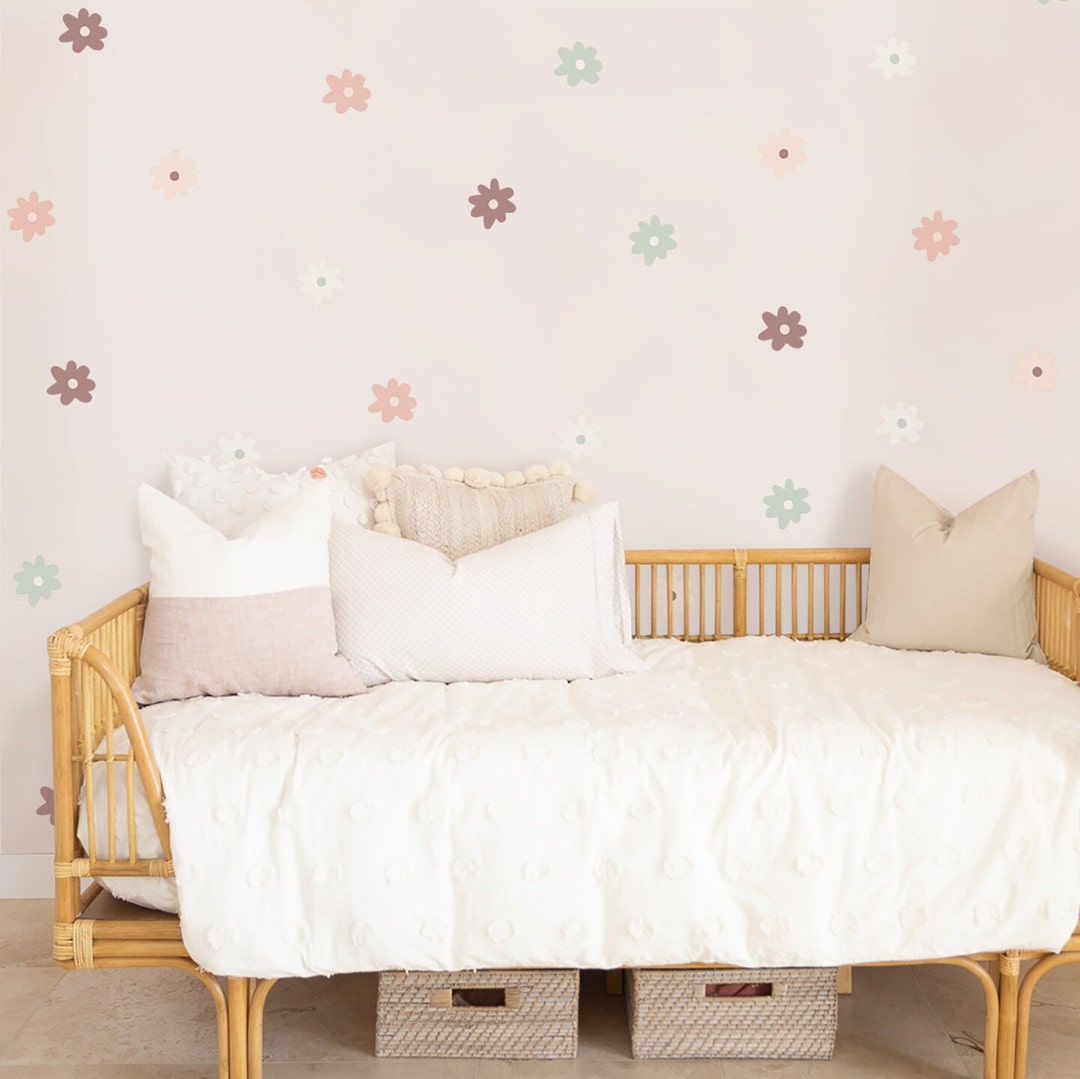 Blush Whimsy Daisy Wall Decals | Urbanwalls - Etsy