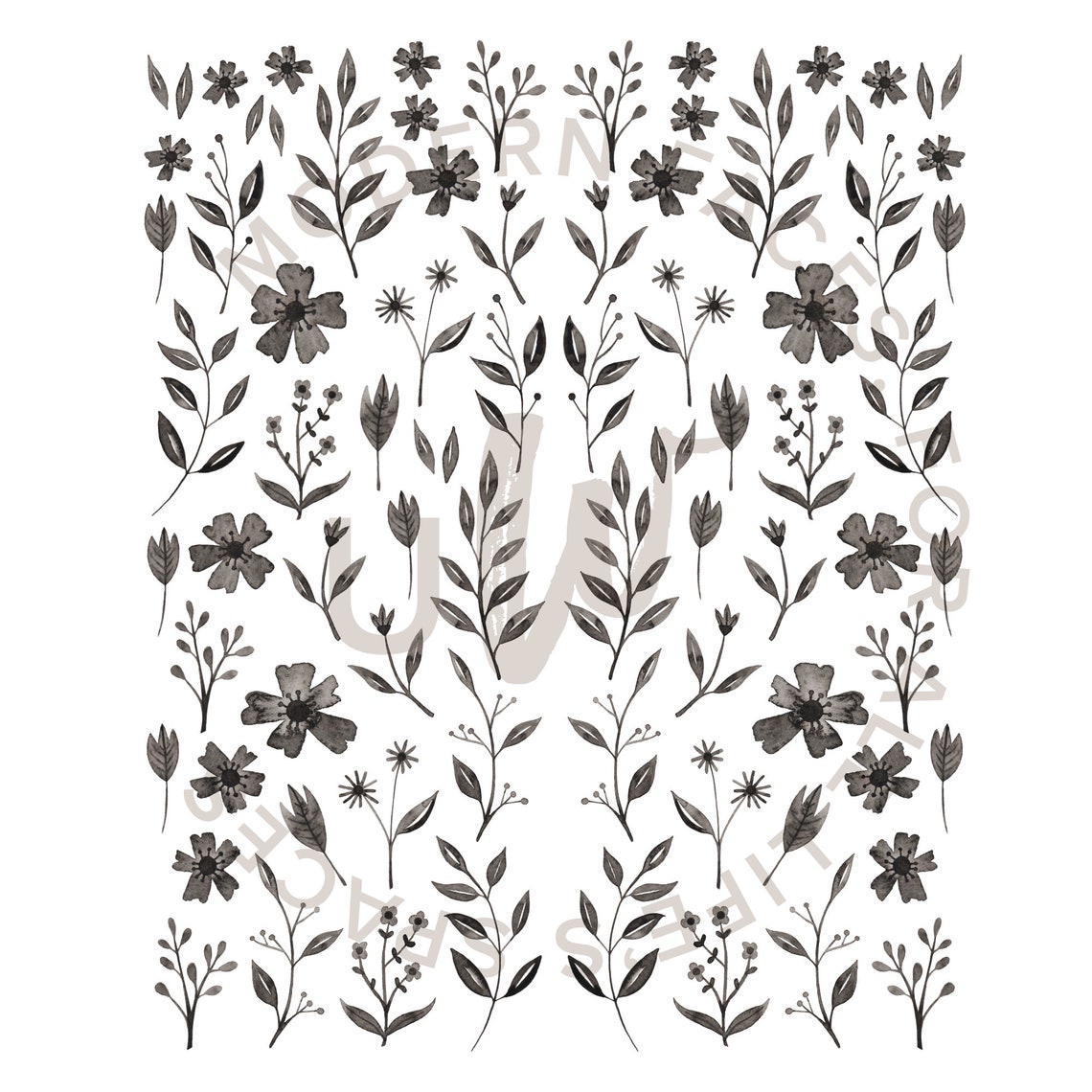 Inked Flowers Wall Decals | Urbanwalls - Etsy Canada