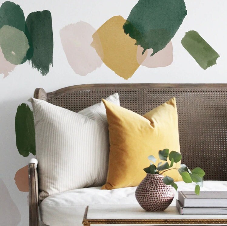 Large Emerald Brush Strokes Wall Decals | Urbanwalls - Etsy